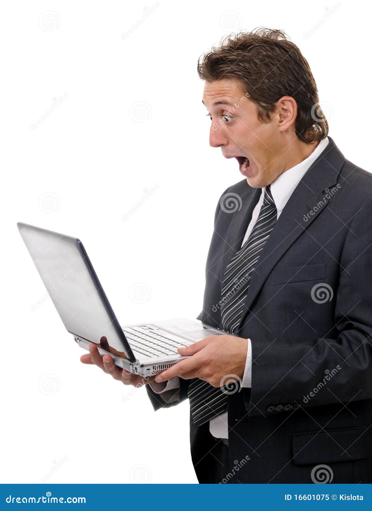 Shocking Businessman Reading Message on Laptop Stock Image - Image of ...