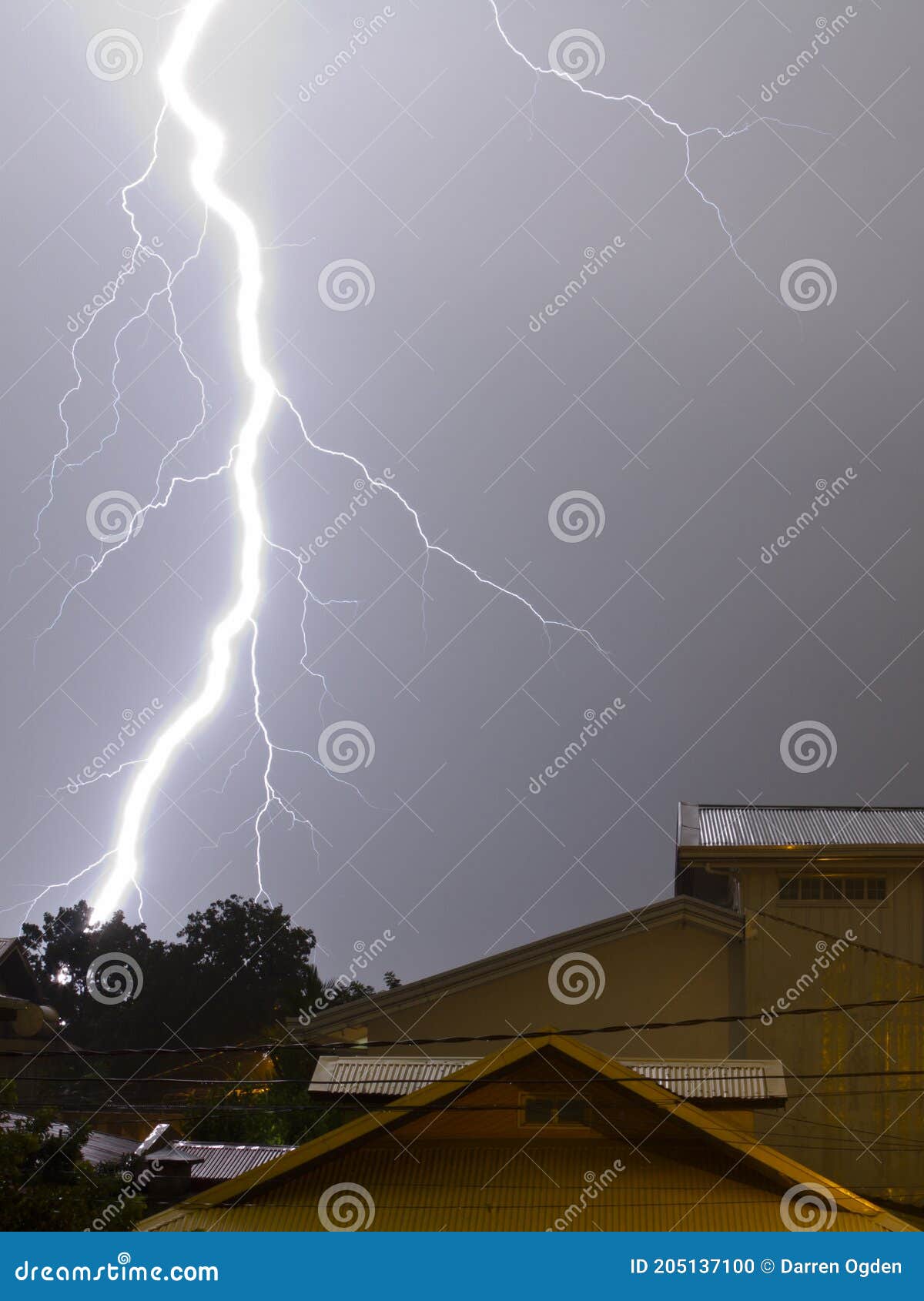 Shocking. Lightning Strikes! Stock Photo - Image of striking, storm ...