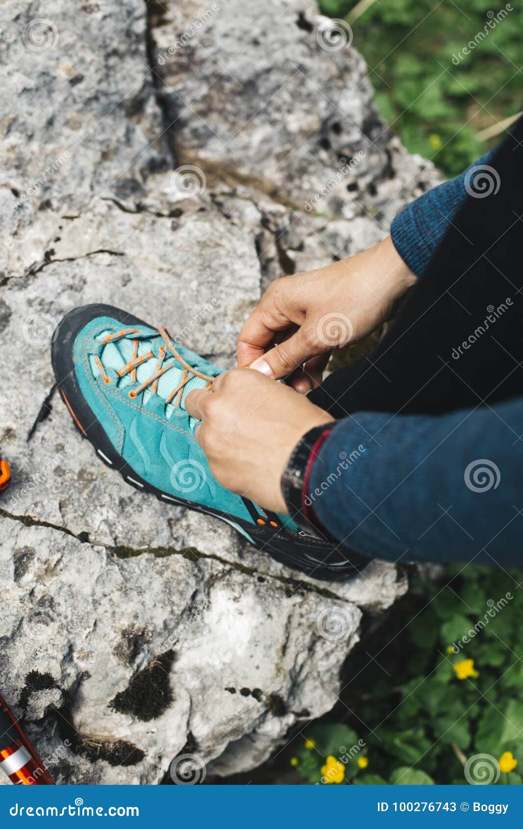 Shoe binding stock image. Image of shoes, hand, shoelace - 100276743