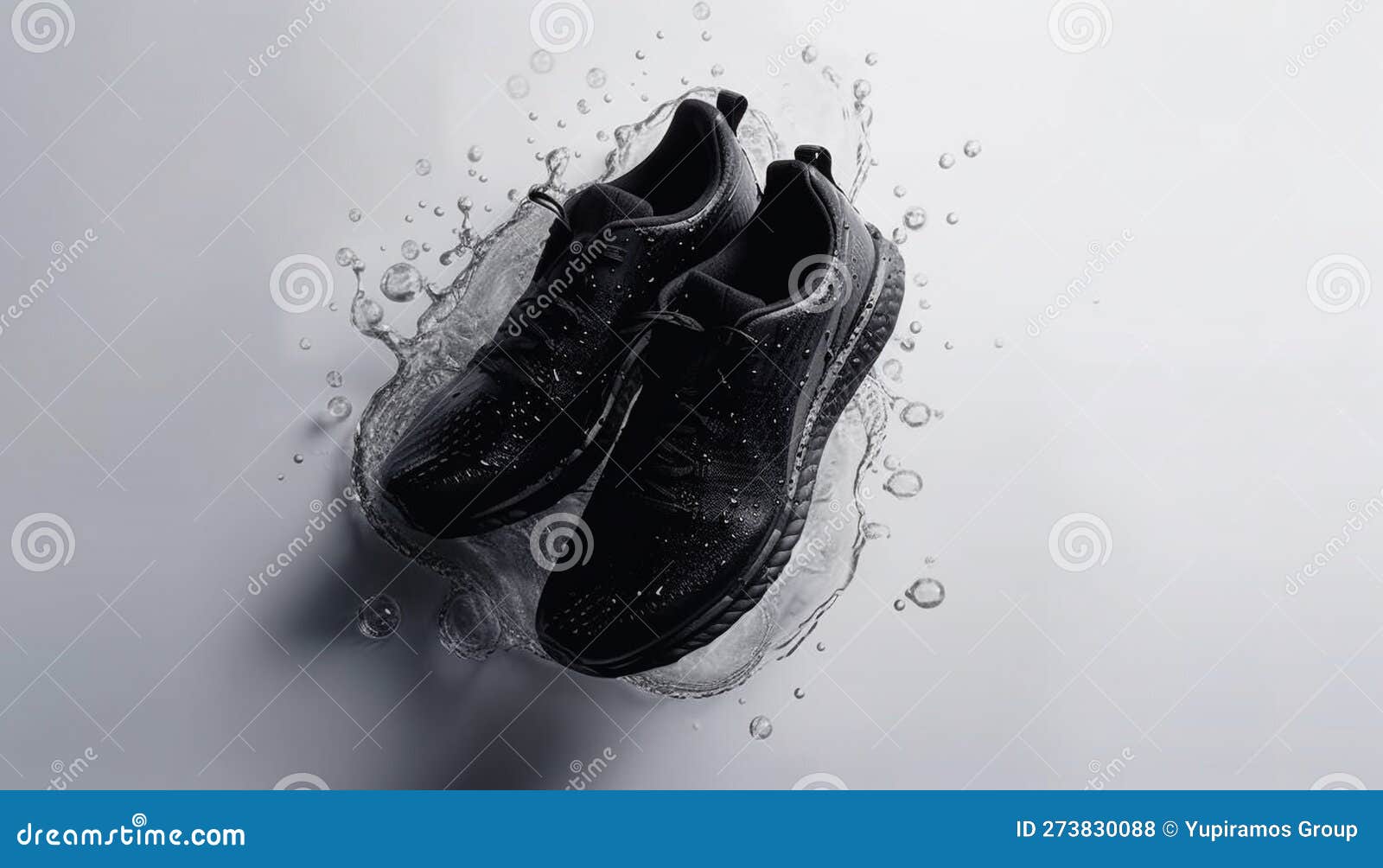 Shoe Drop Creates Wet Splash with Reflection Generated by AI Stock ...