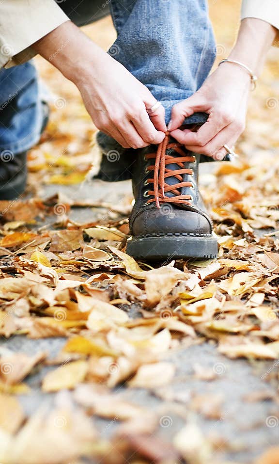 Shoe in fall stock photo. Image of pants, hikder, fall - 295364