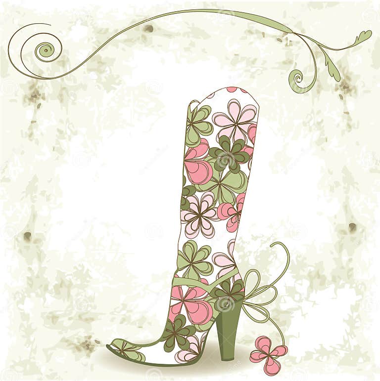 Shoe and flower. stock vector. Illustration of green - 21191108