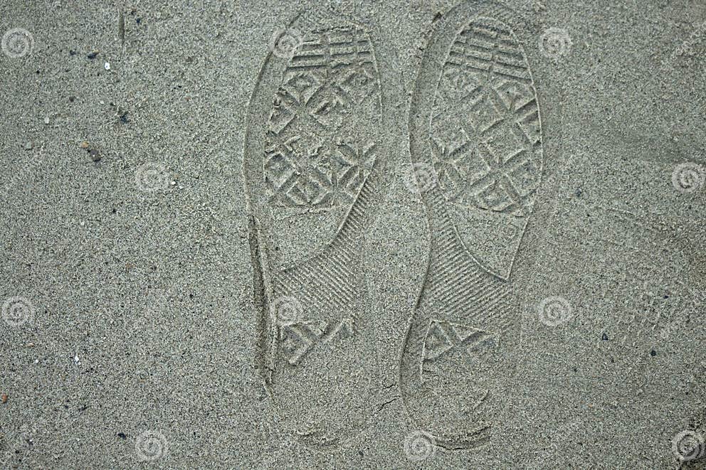 Shoe Marks on the Sand Have a Unique Pattern Stock Photo - Image of ...