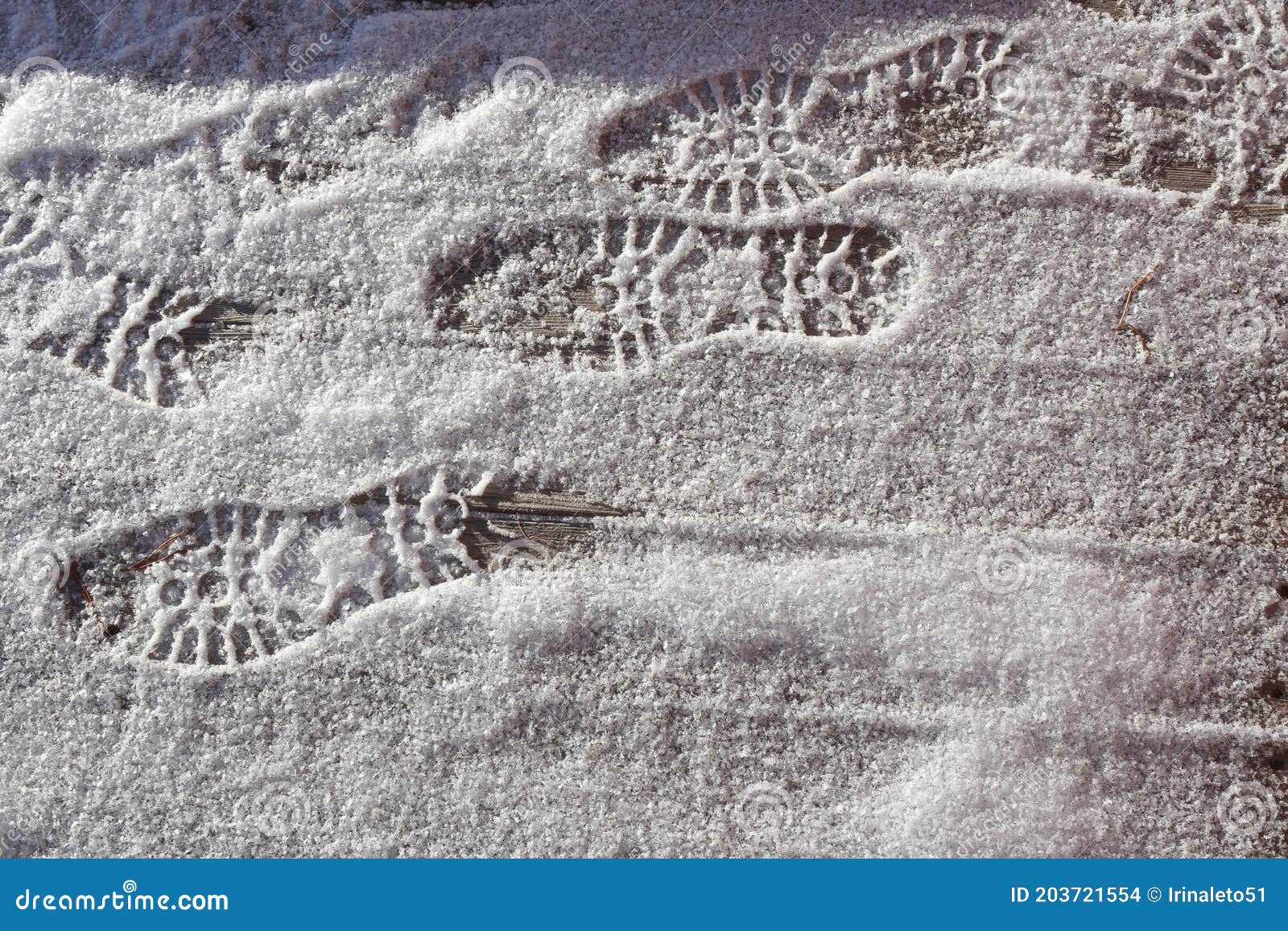 Shoe Marks in the Snow. the Concept of Walking on Snow and Ice is ...