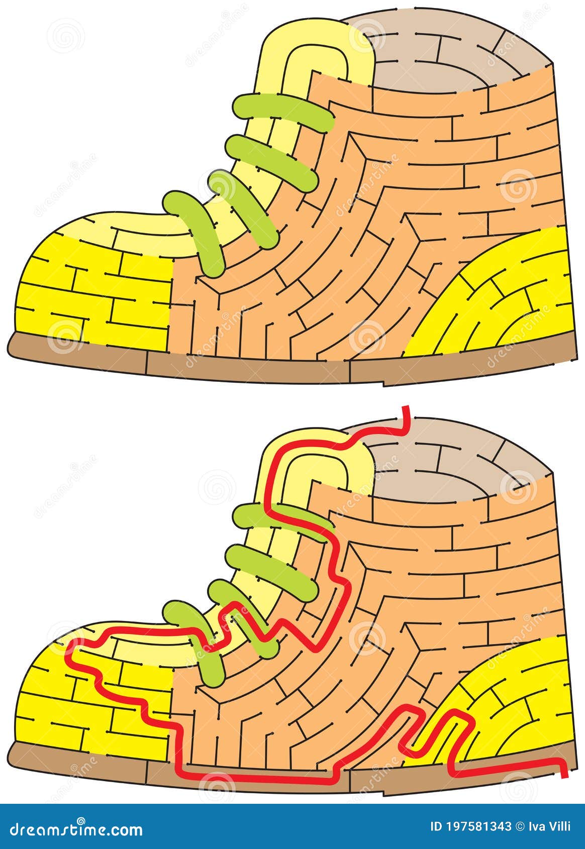 Shoe maze stock vector. Illustration of drawing, easy - 197581343