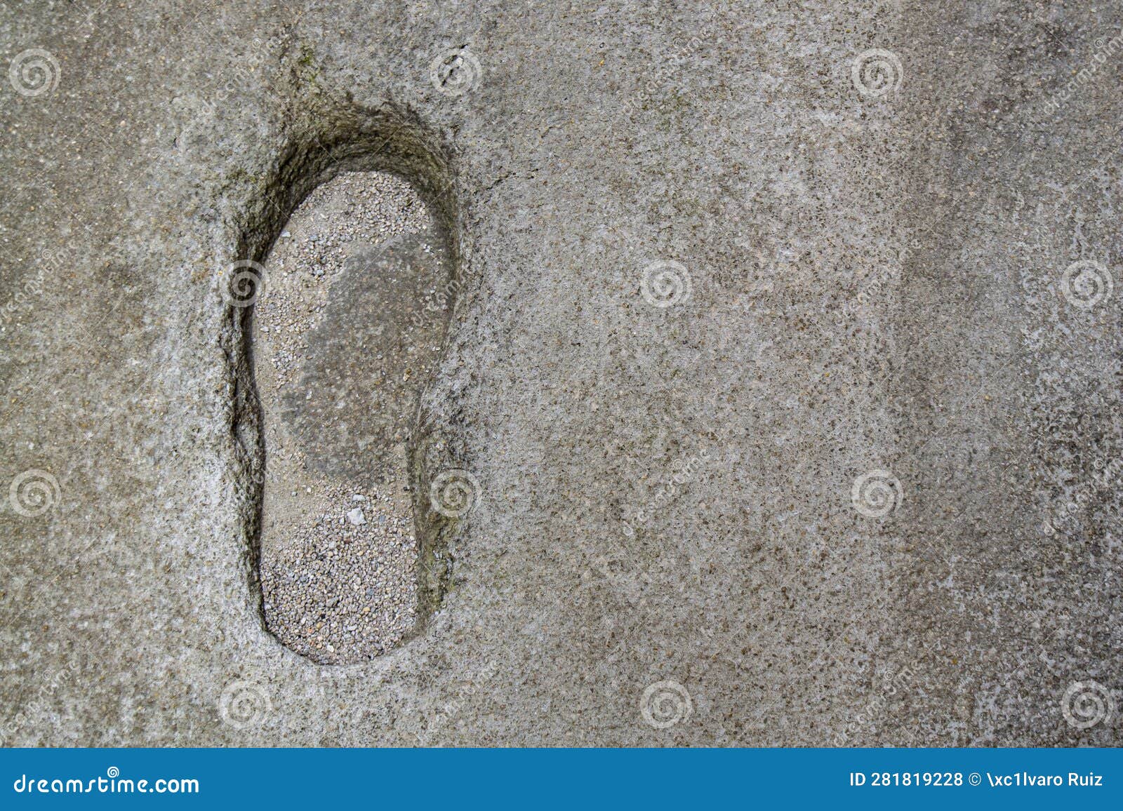 Shoe print on the concrete stock photo. Image of dust - 281819228