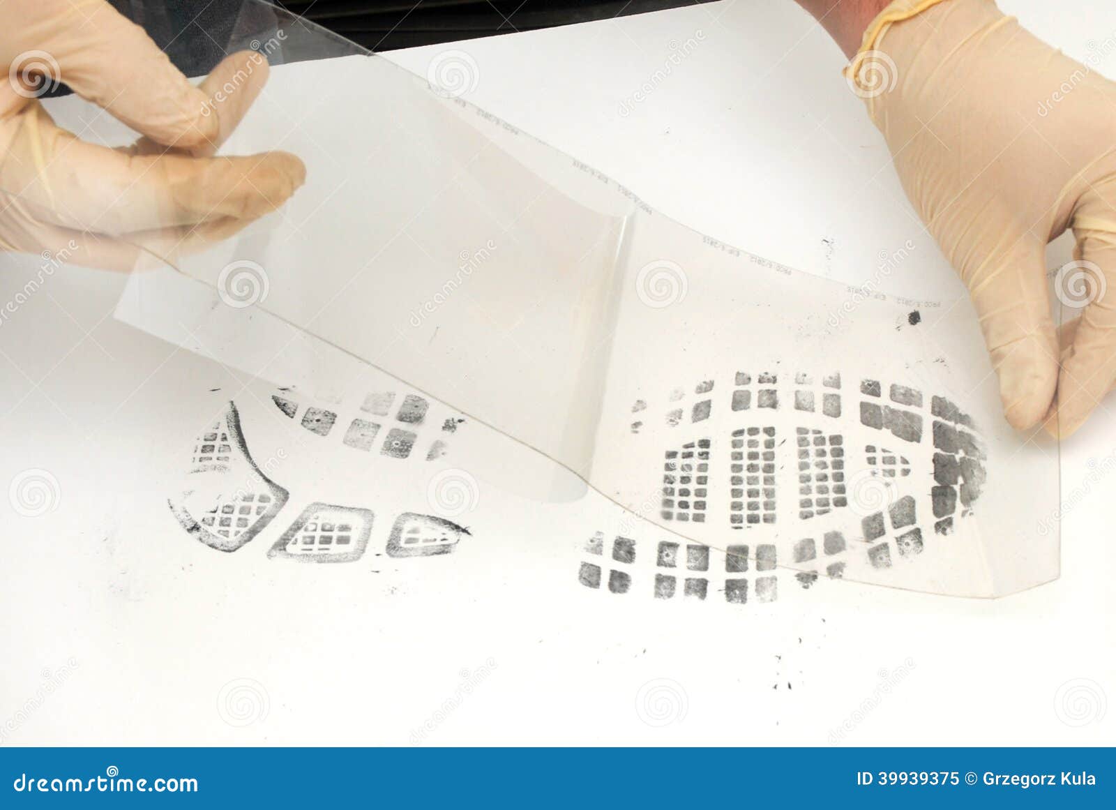 Latent Footprint Evidence With Crime Scene Tape In Crime Scene I ...