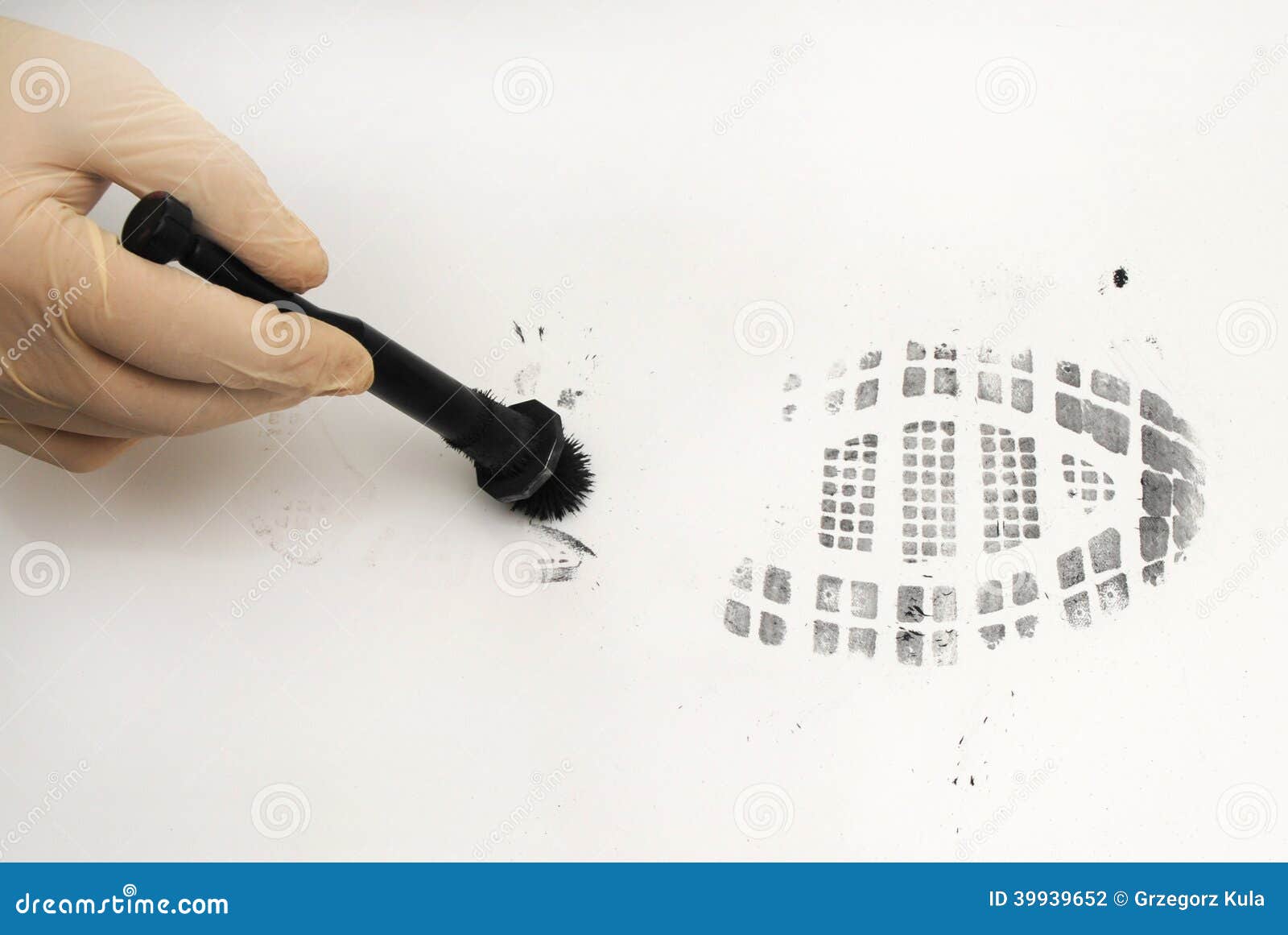 Latent Footprint Evidence With Crime Scene Tape In Crime Scene I ...