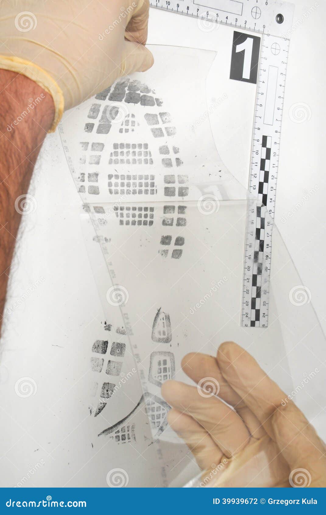 Latent Footprint Evidence With Crime Scene Tape In Crime Scene I ...