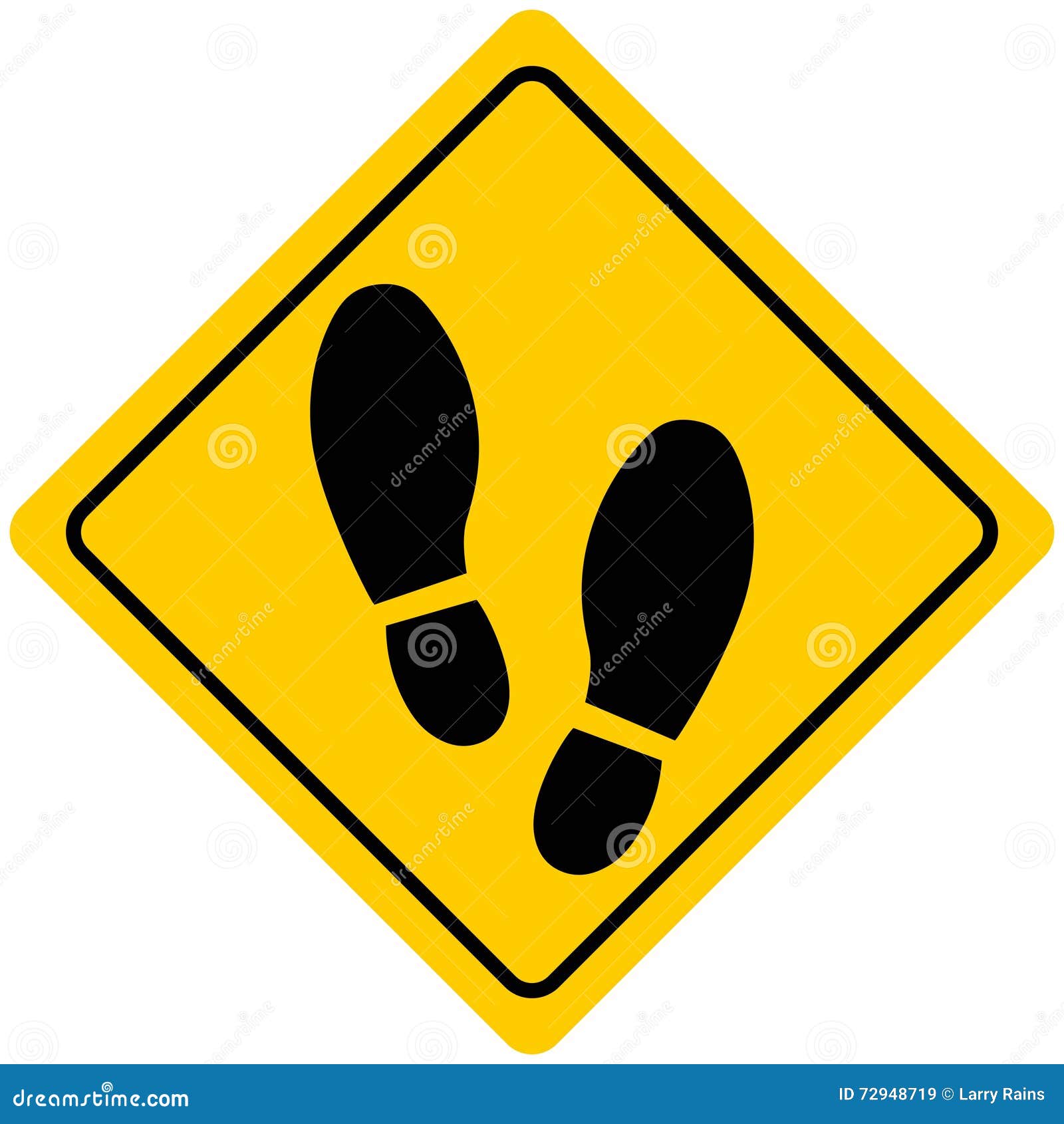 Shoe Print Sign stock vector. Illustration of yellow - 72948719
