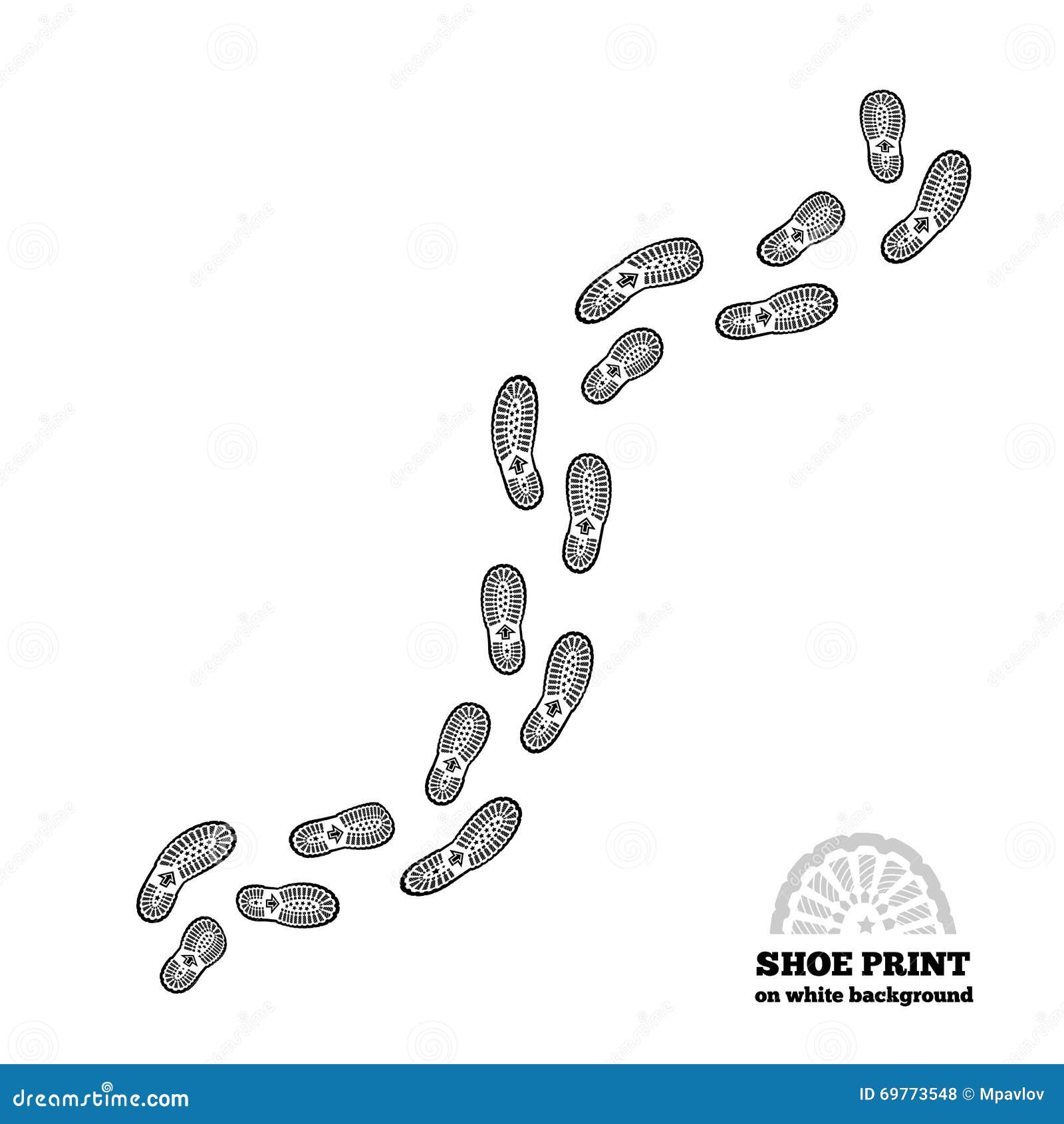 Shoe print on white stock vector. Illustration of outdoors - 69773548