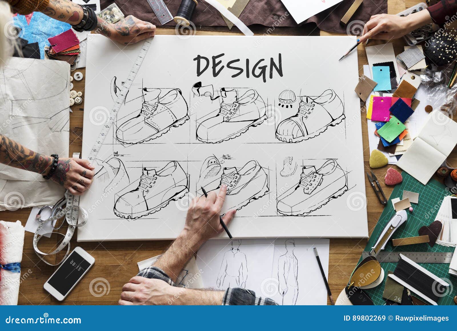 Shoe Production Procedure Sketch Drawing Stock Image - Image of ...