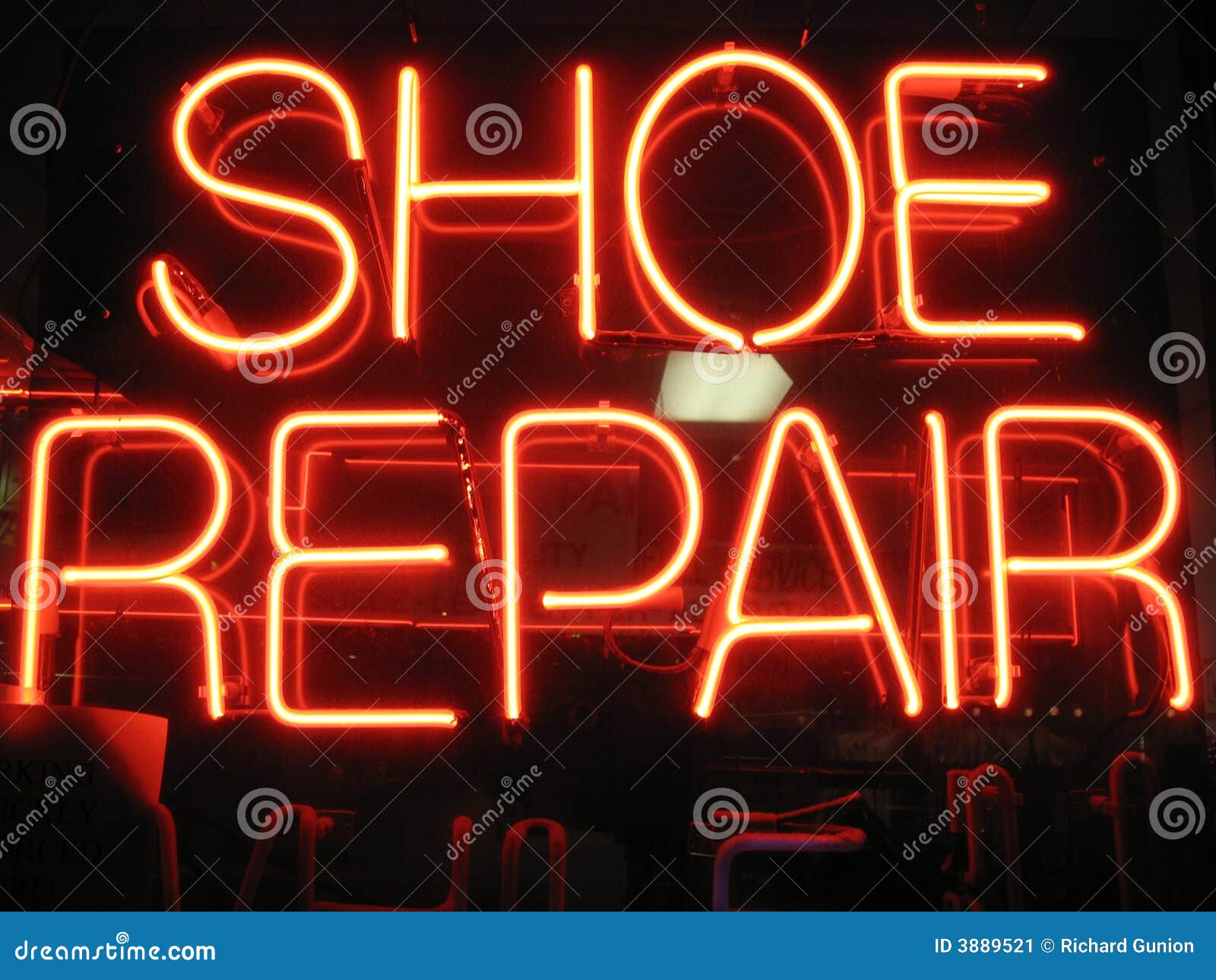 Shoe Repair stock image. Image of shoe, sign, neon, illuminated - 3889521