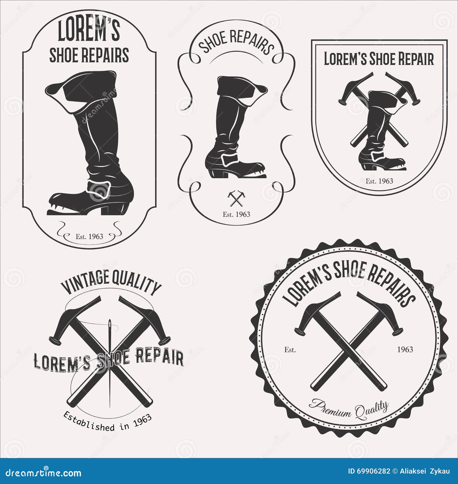 Shoe repair logo set stock vector. Illustration of accessory - 69906282