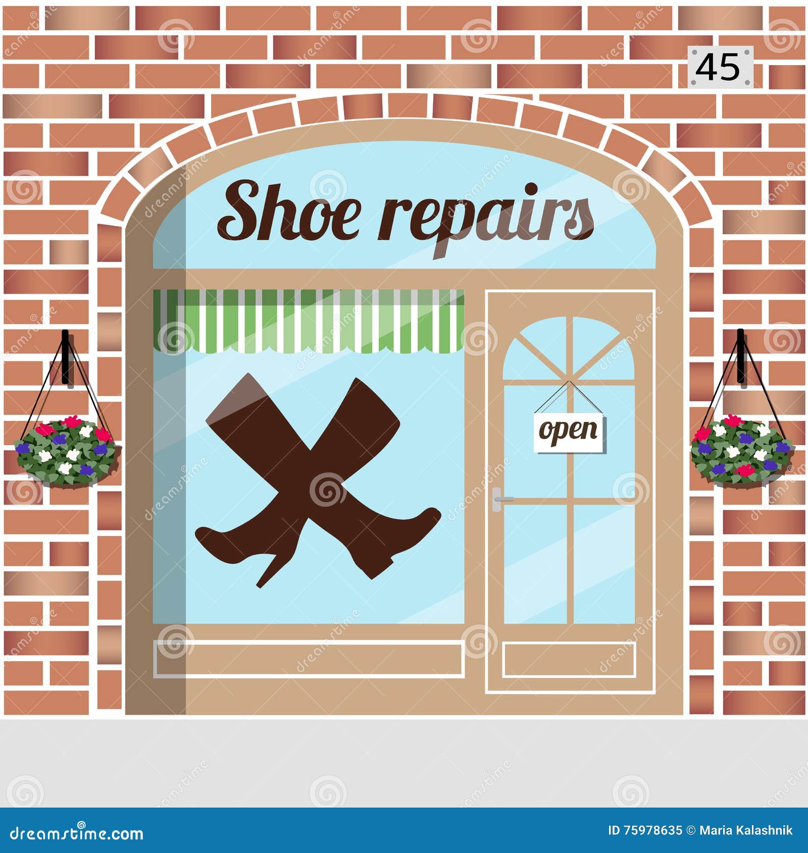 Shoe repairs service stock vector. Illustration of concept - 75978635