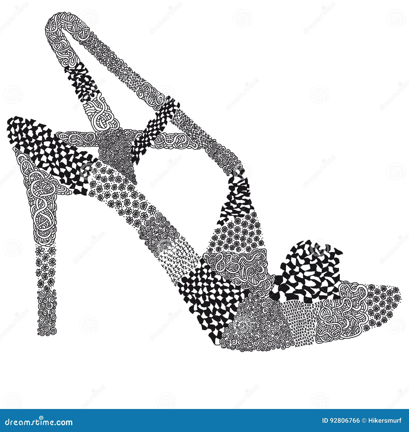A Shoe, Sandal, Sandalette, High Heels in Silhouette Form with Pattern ...