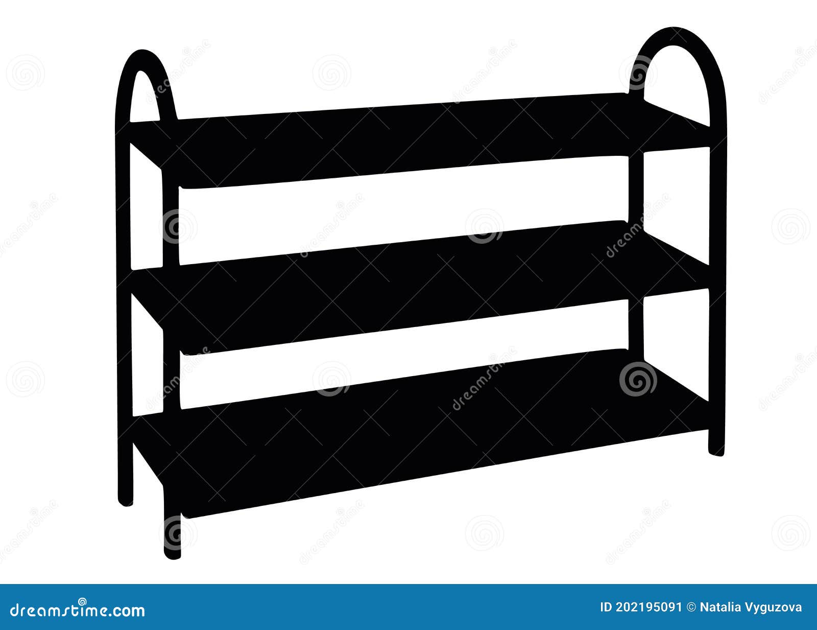 Shoe Shelf In Three Tiers. Low And Wide Shoe Rack. Cartoon Vector ...