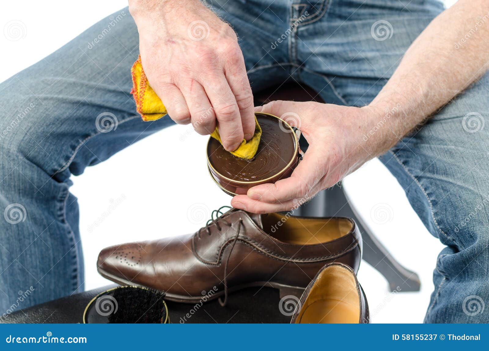 Shoe shining stock image. Image of polish, worker, color - 58155237