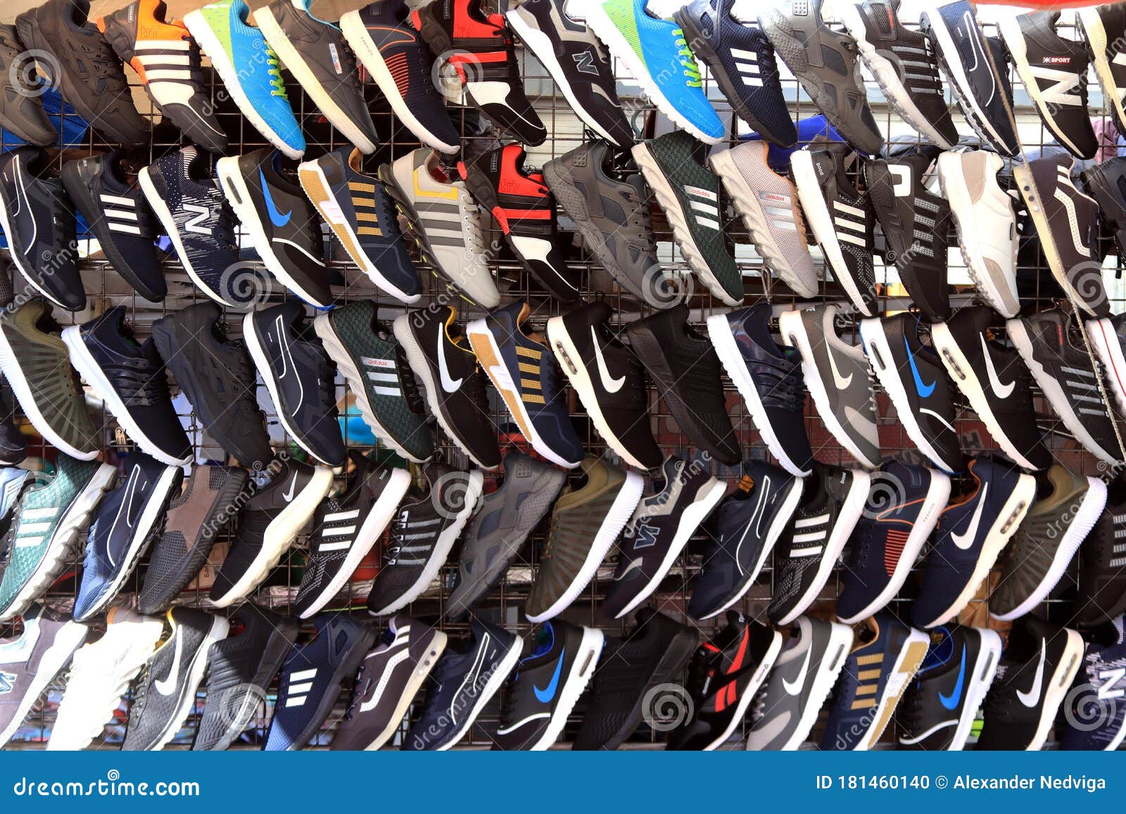 Shoe Showcase on the Market. Stock Photo - Image of showcase, market ...