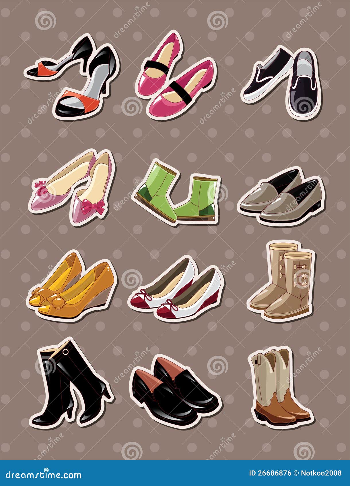 Shoe stickers stock vector. Illustration of character - 26686876