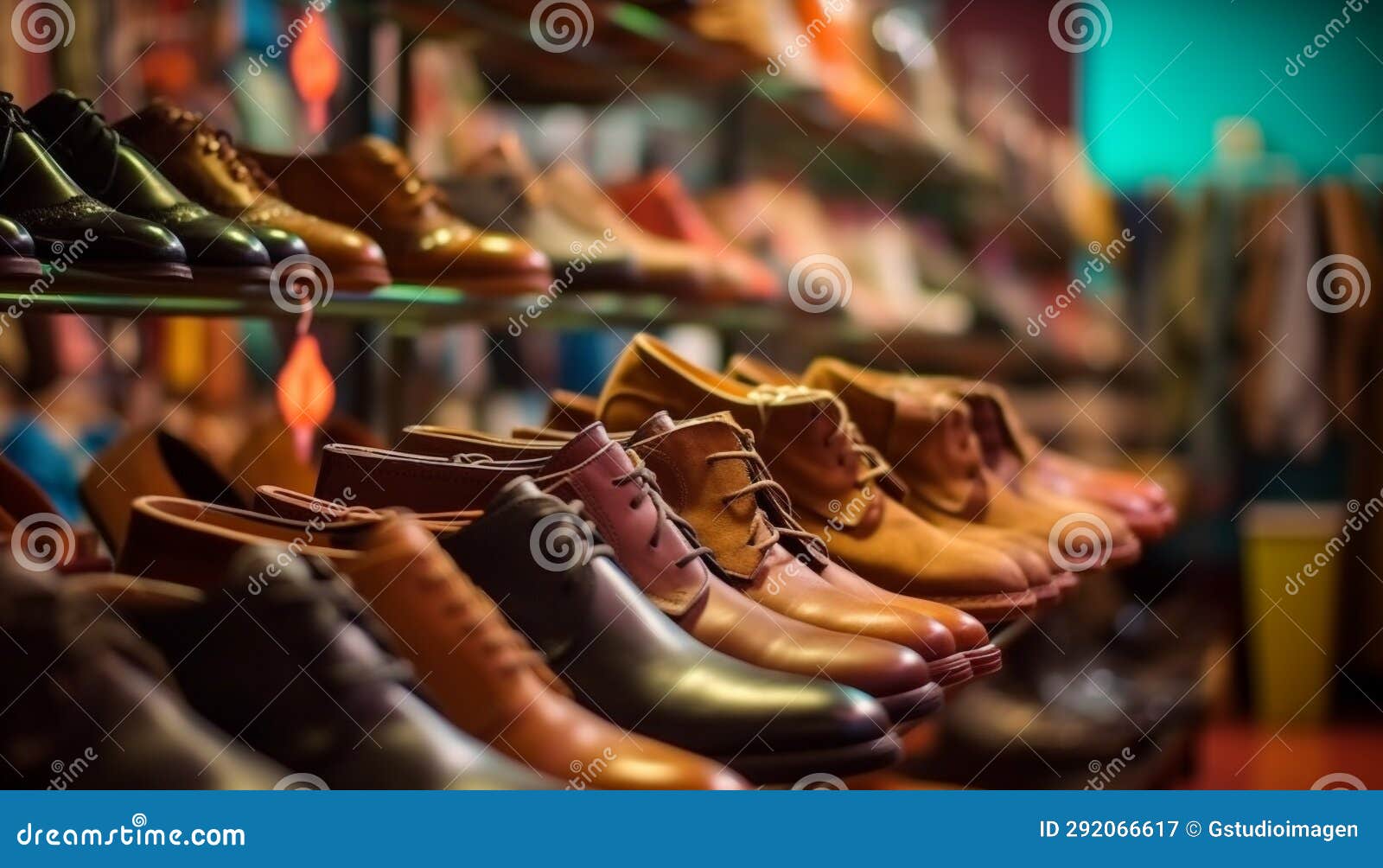 Shoe Store Display Showcases Leather Collection, Offering Variety and ...
