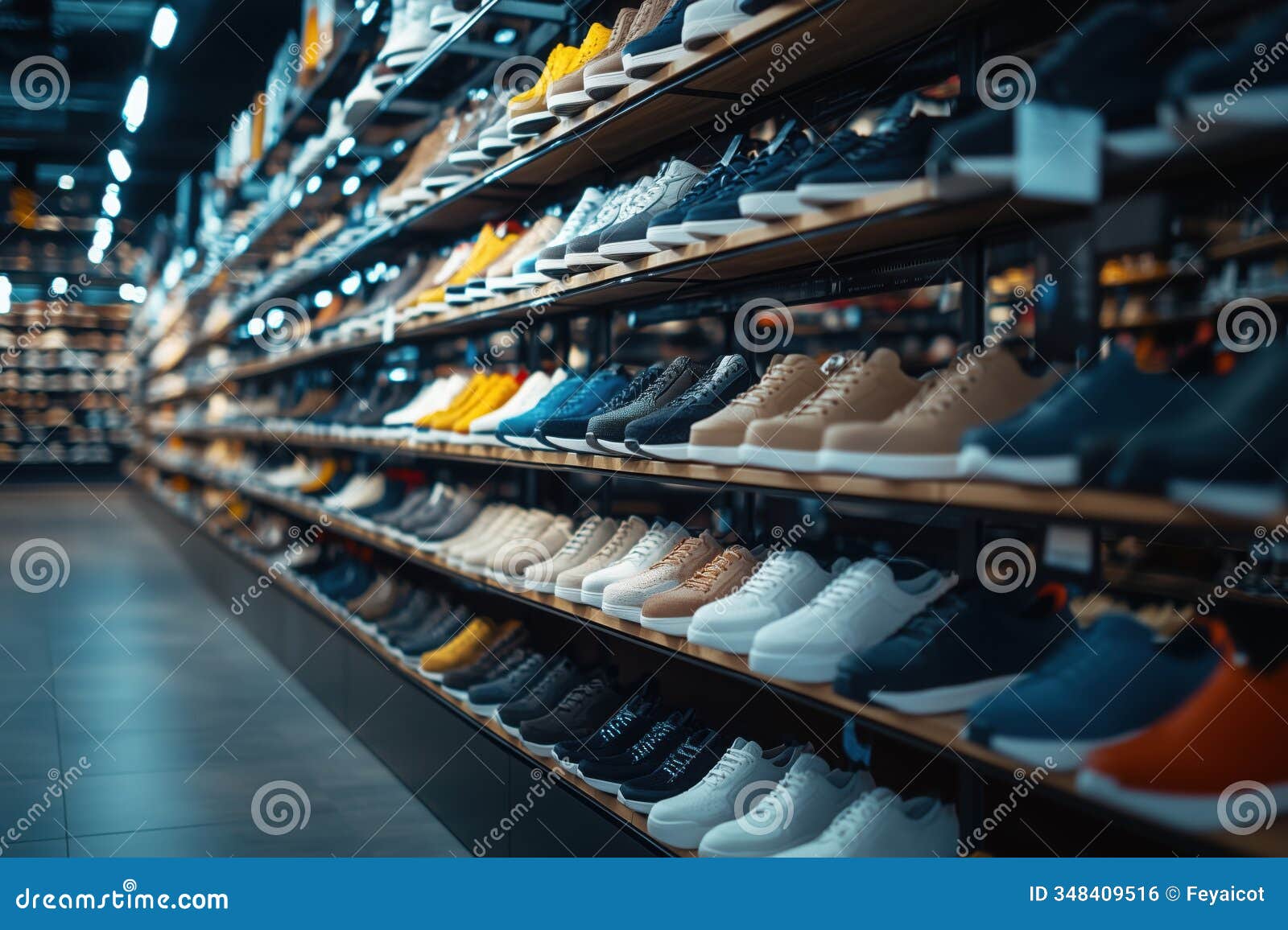 Shoe Store Interior: Rows of Stylish Footwear. Stock Illustration ...