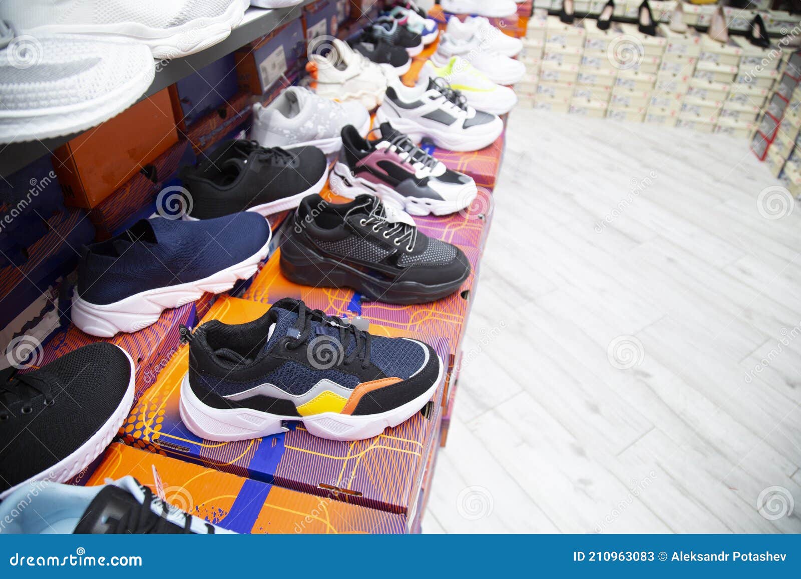 A Shoe Store. Shoes on the Store Counter Stock Image - Image of sport ...