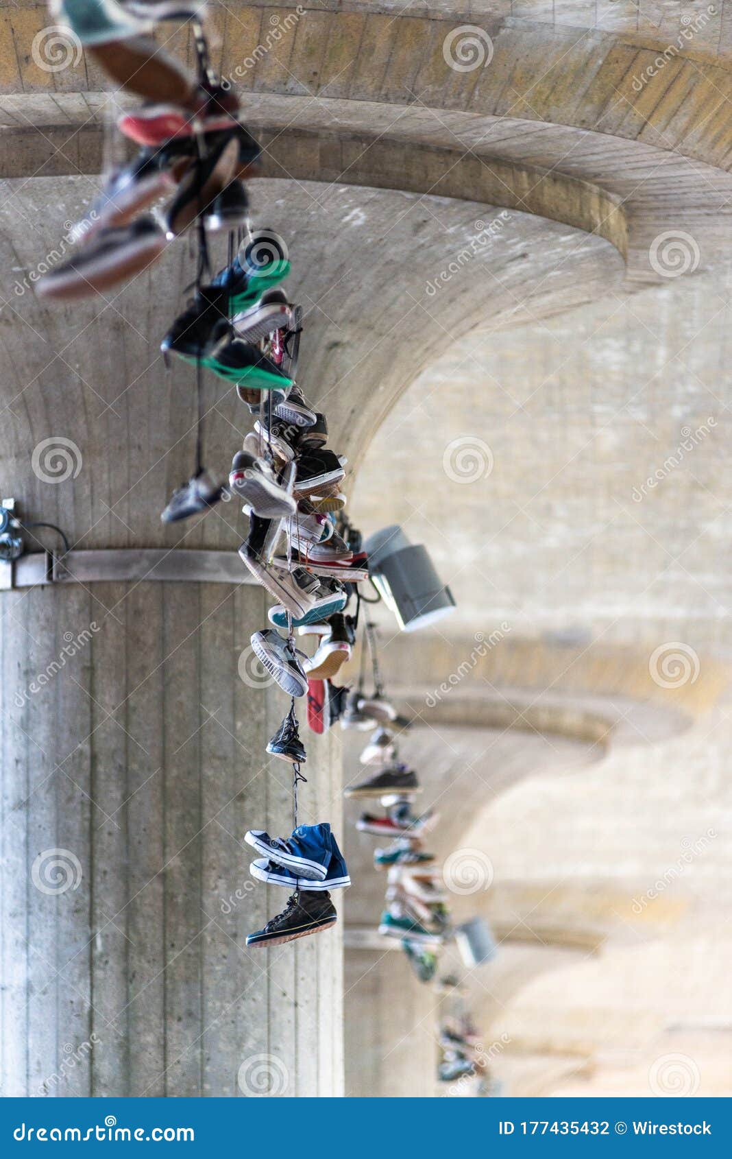 Shoe tossing stock photo. Image of hung, rope, cable - 177435432