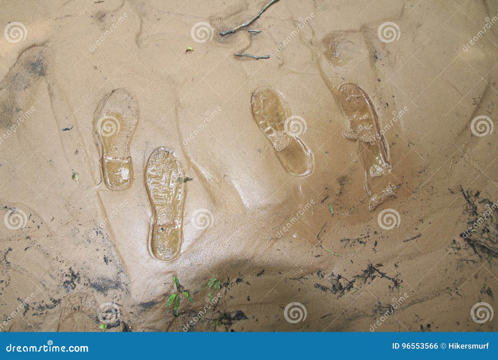 Shoe Tracks, Impression in the Sand, in the Sludge, Morass Stock Photo ...