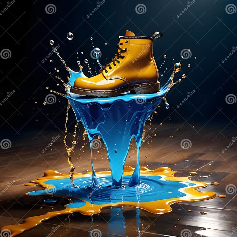 Shoe in a Water Fluid Splash Art Stock Illustration - Illustration of ...