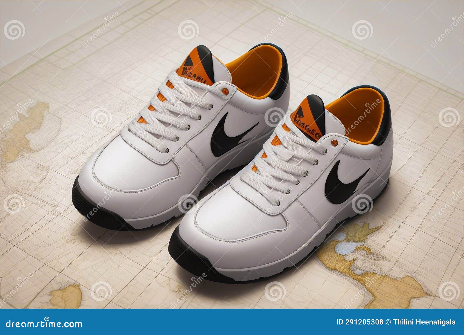 Shoe and World Map, Isolated in White Blue Background Stock ...