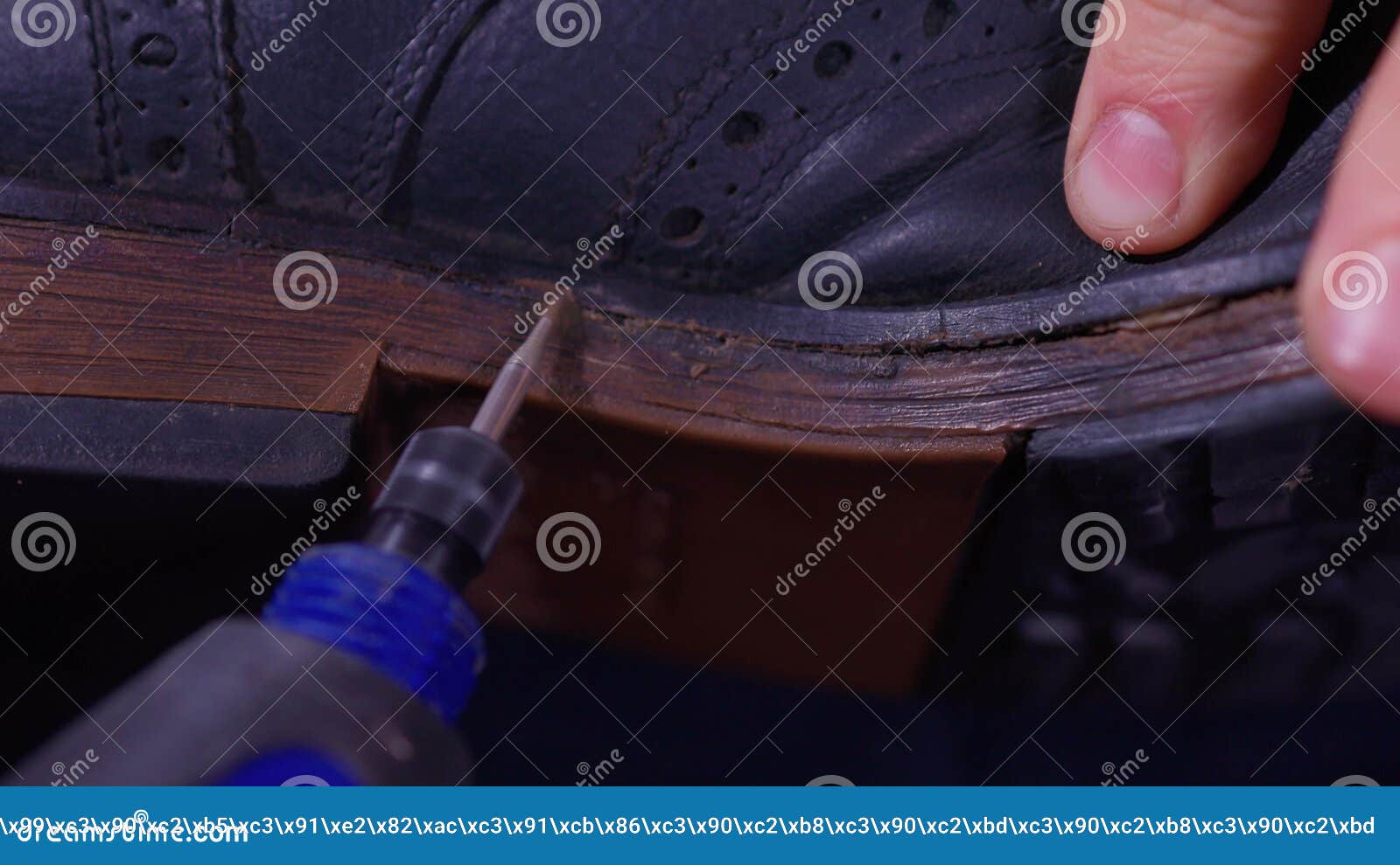 A Shoemaker Cuts the Sole of a Shoe with a Shoemaker S Automatic Cutter ...