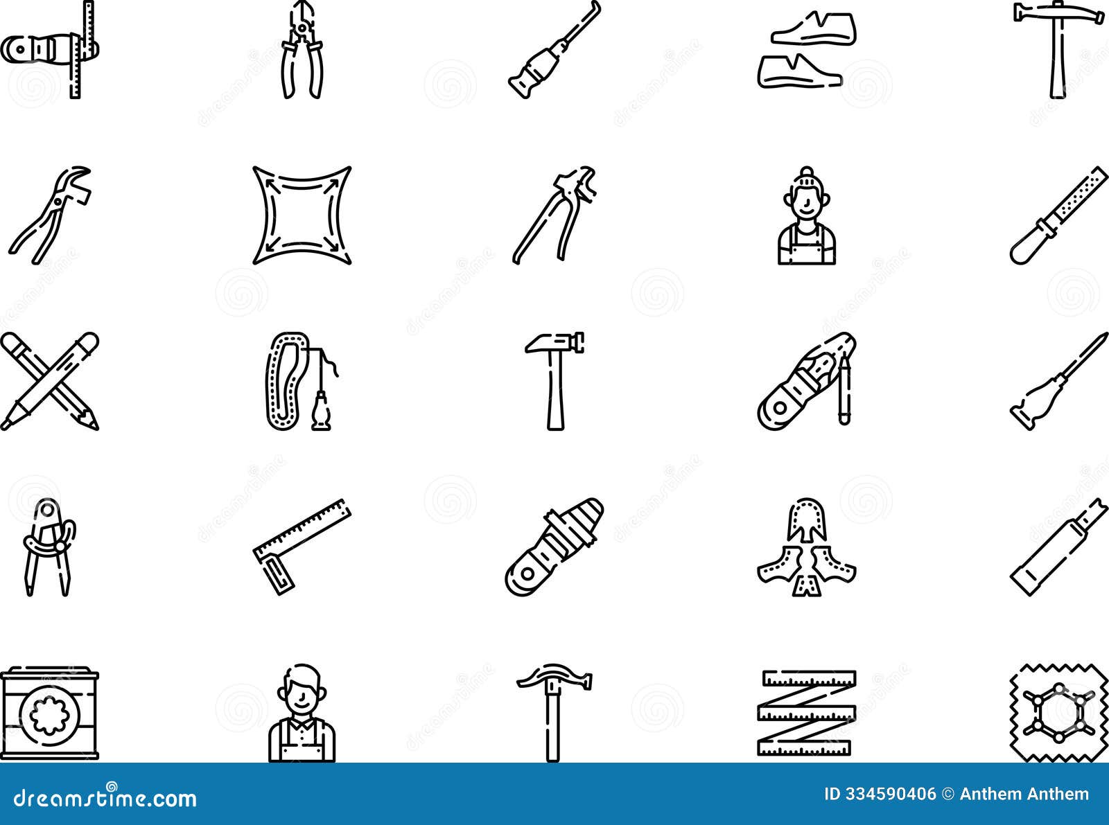 Set Of Shoemaker Icons. Simple Line Art Style Icons Pack. Vector ...