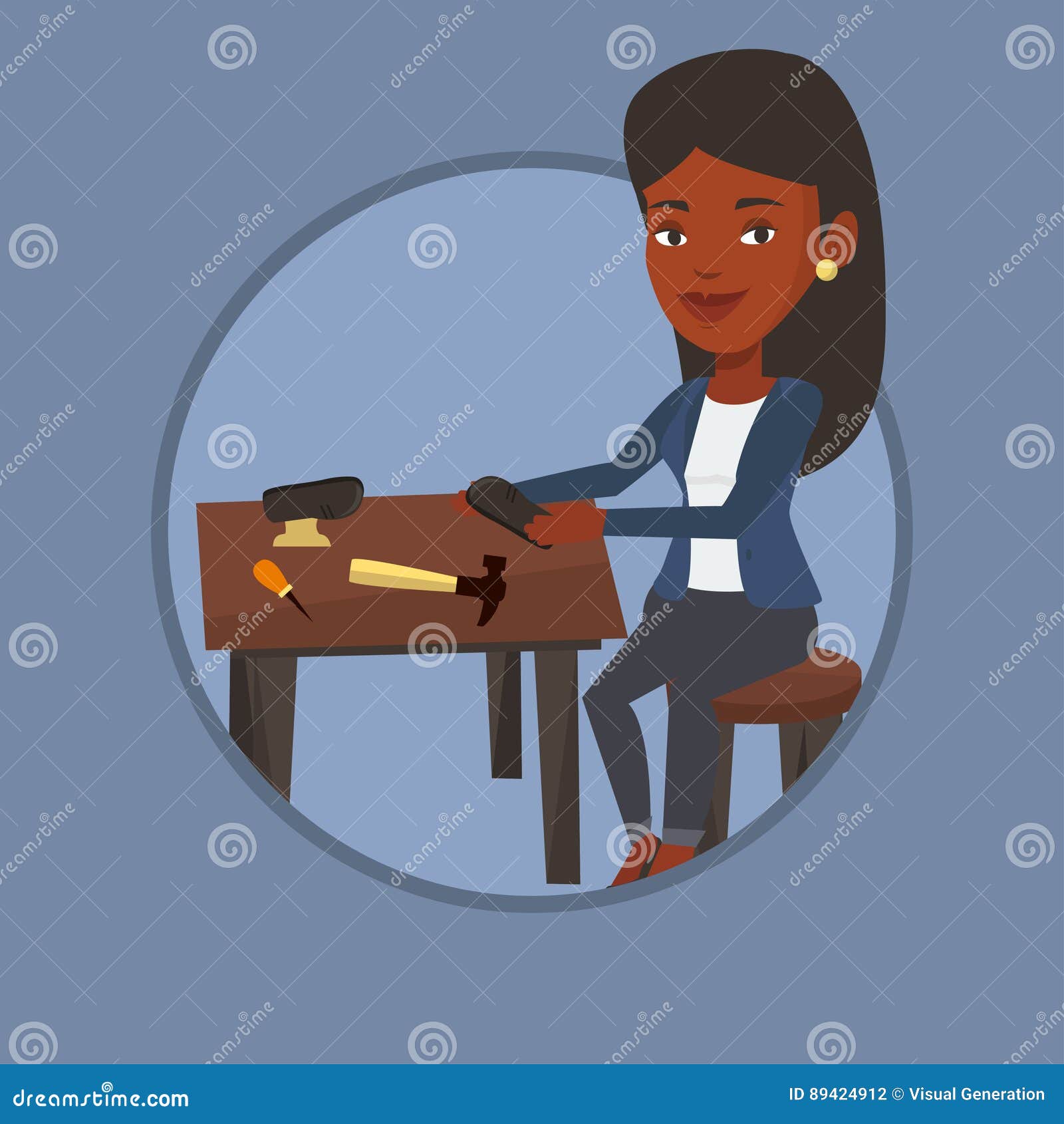 Shoemaker Making Handmade Shoes in Workshop. Stock Vector ...