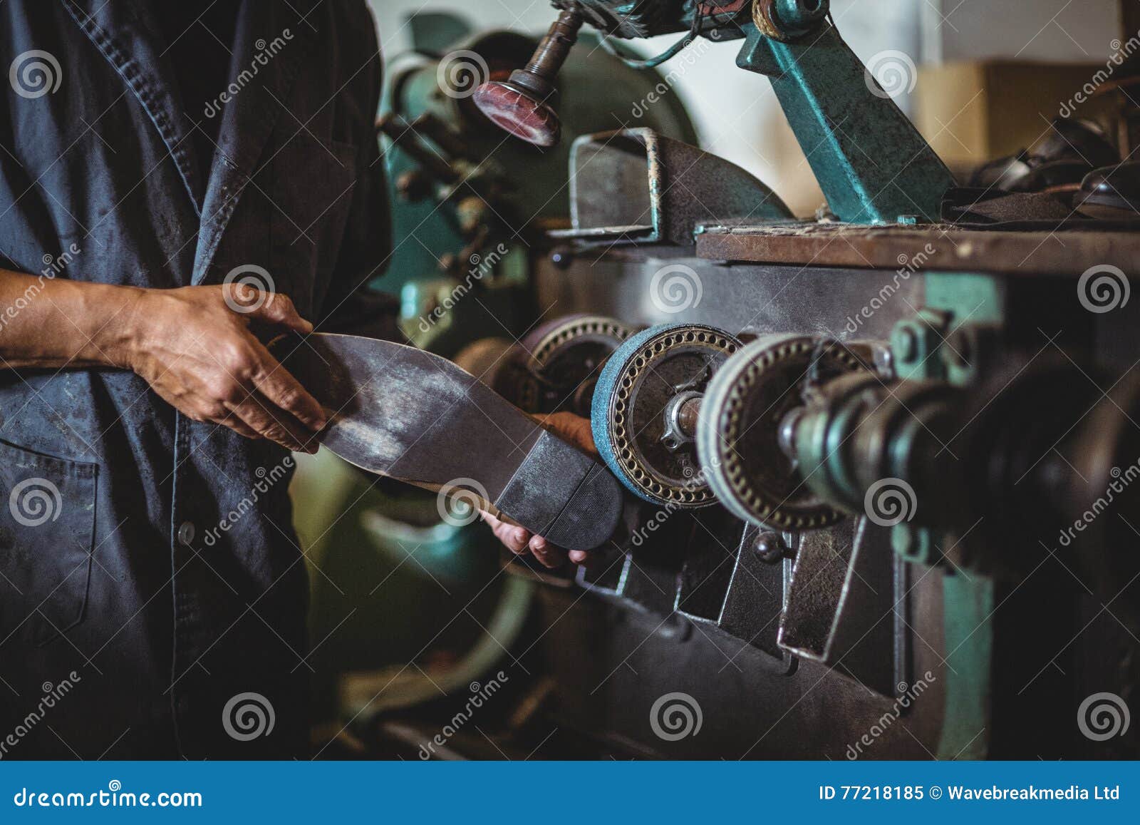 Shoemaker Polishing a Shoe with Machine Stock Image - Image of ...