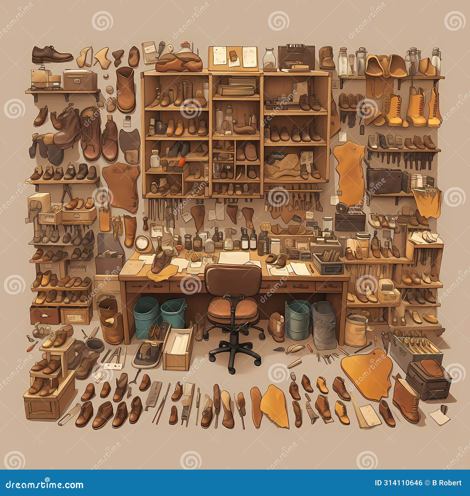 Shoemaker S Workshop: the Art of Craftsmanship Stock Illustration ...