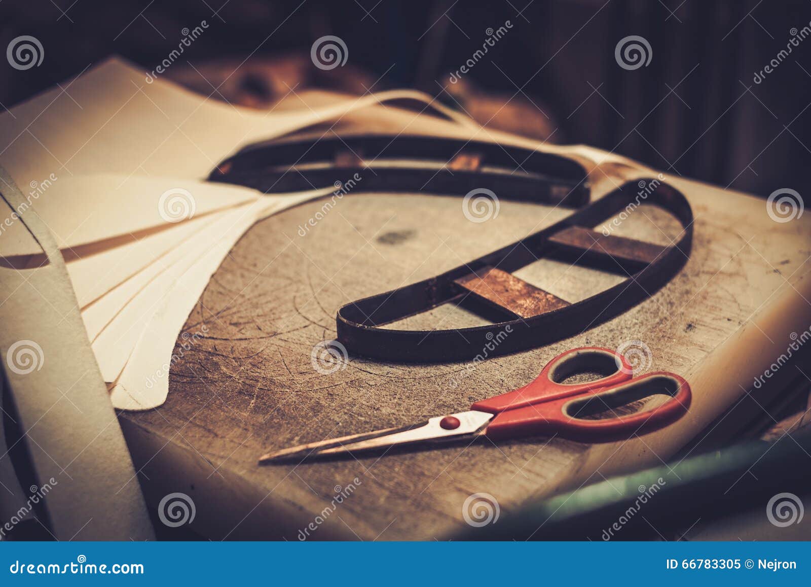 Shoemaker Studio Craft Working Table with Professional Tools. Stock ...