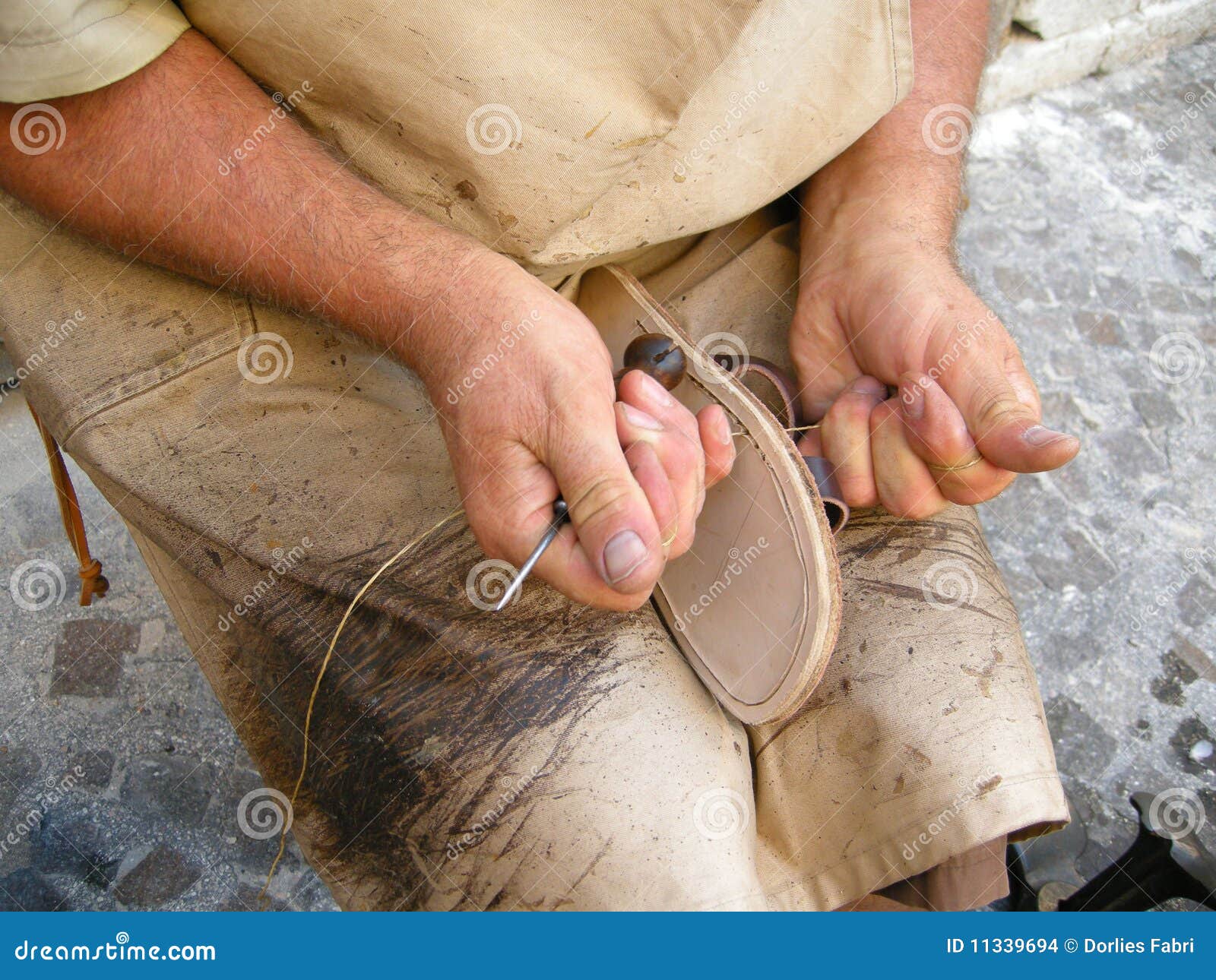 Shoemaker at work stock photo. Image of shoe, work, needle - 11339694