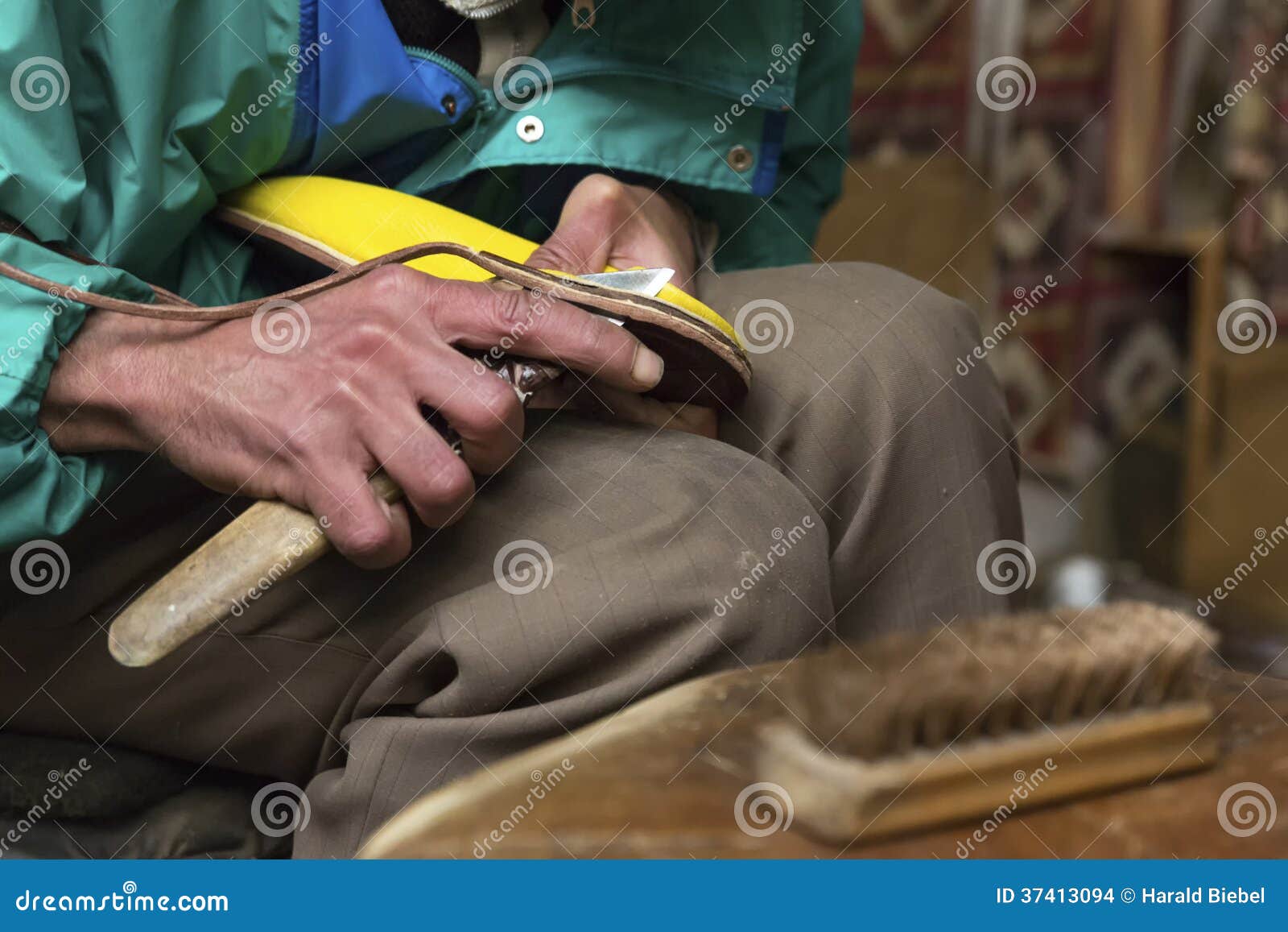 Shoemaker at Work in Morocco, Africa Stock Photo - Image of work ...