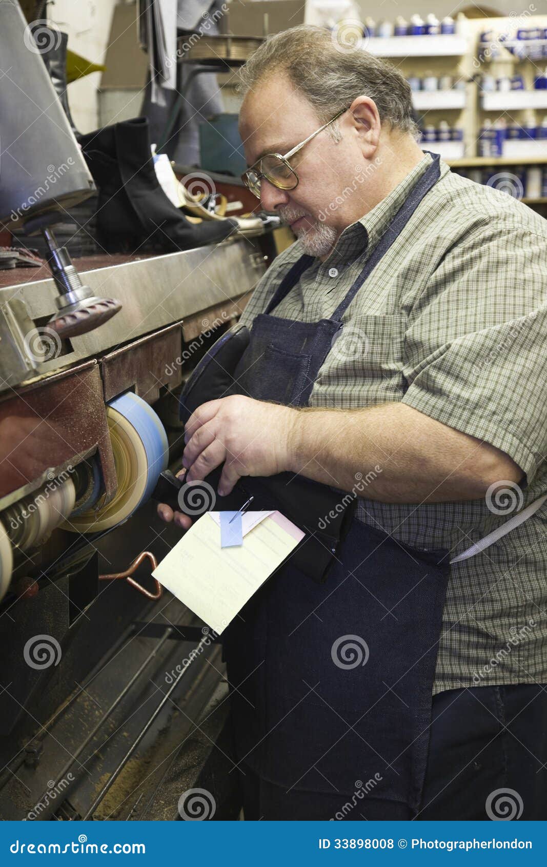Shoemaker in Workshop stock photo. Image of male, shoemaker - 33898008