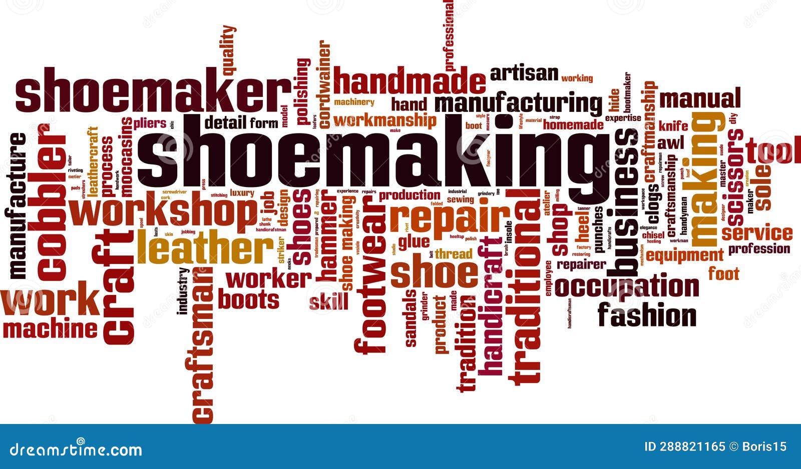 Shoemaking word cloud stock vector. Illustration of quality - 288821165