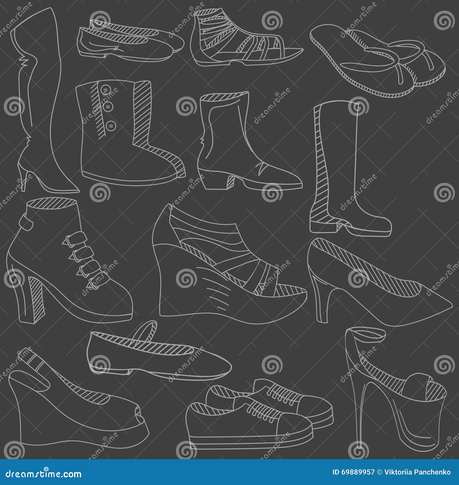 Shoes Chalk Vector Illustration Stock Vector - Illustration of girl ...