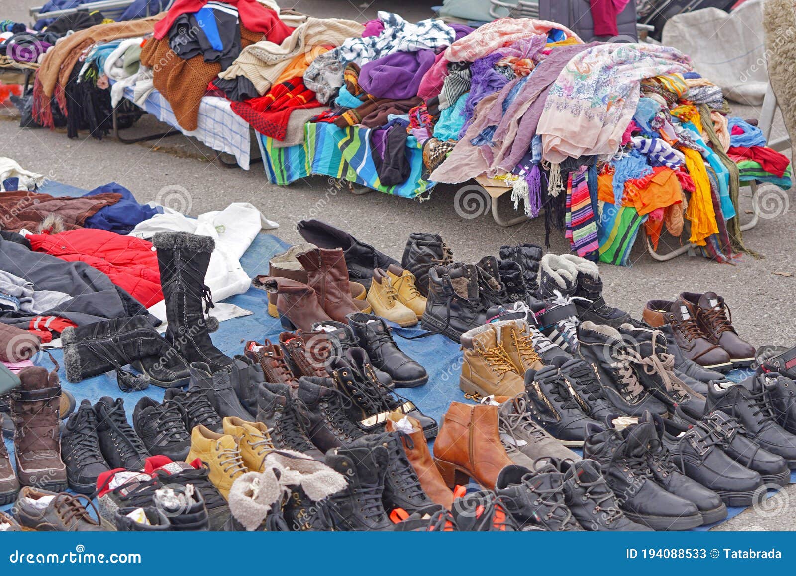 Shoes flea market stock image. Image of heap, grunge - 194088533