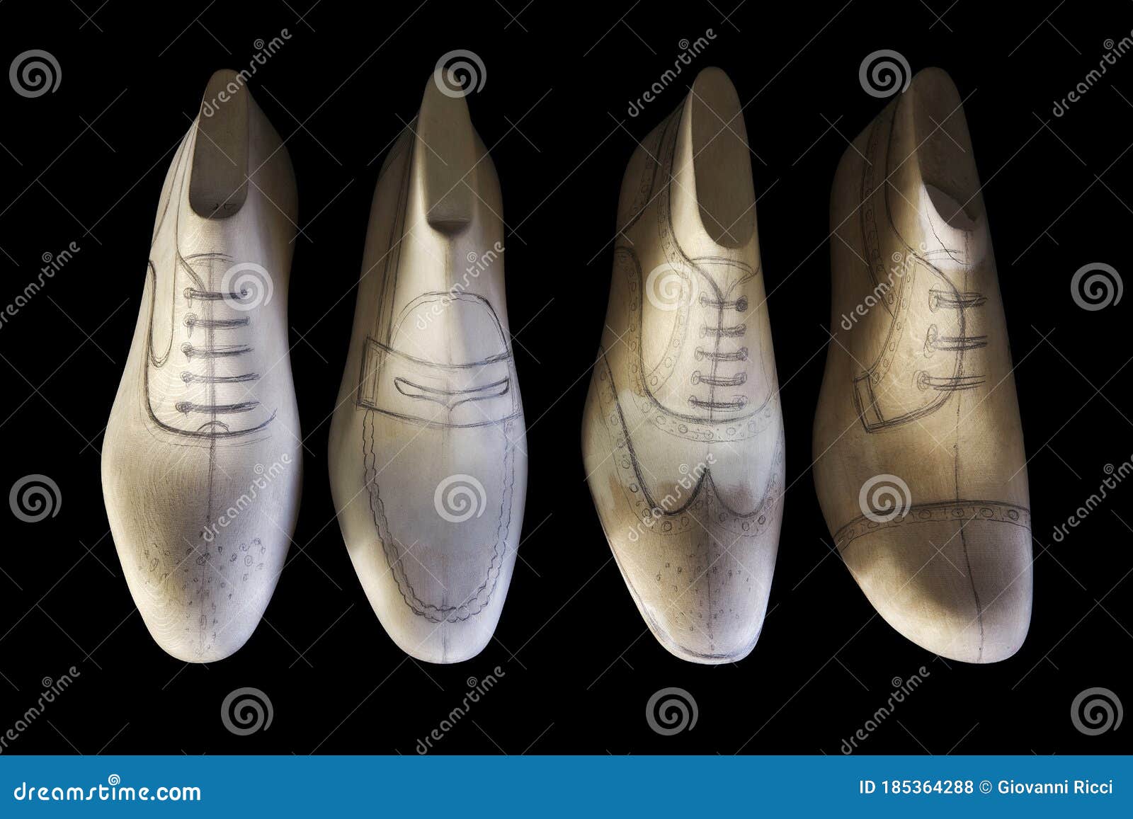 Shoes Forms Still-life on Black Background Stock Photo - Image of skill ...