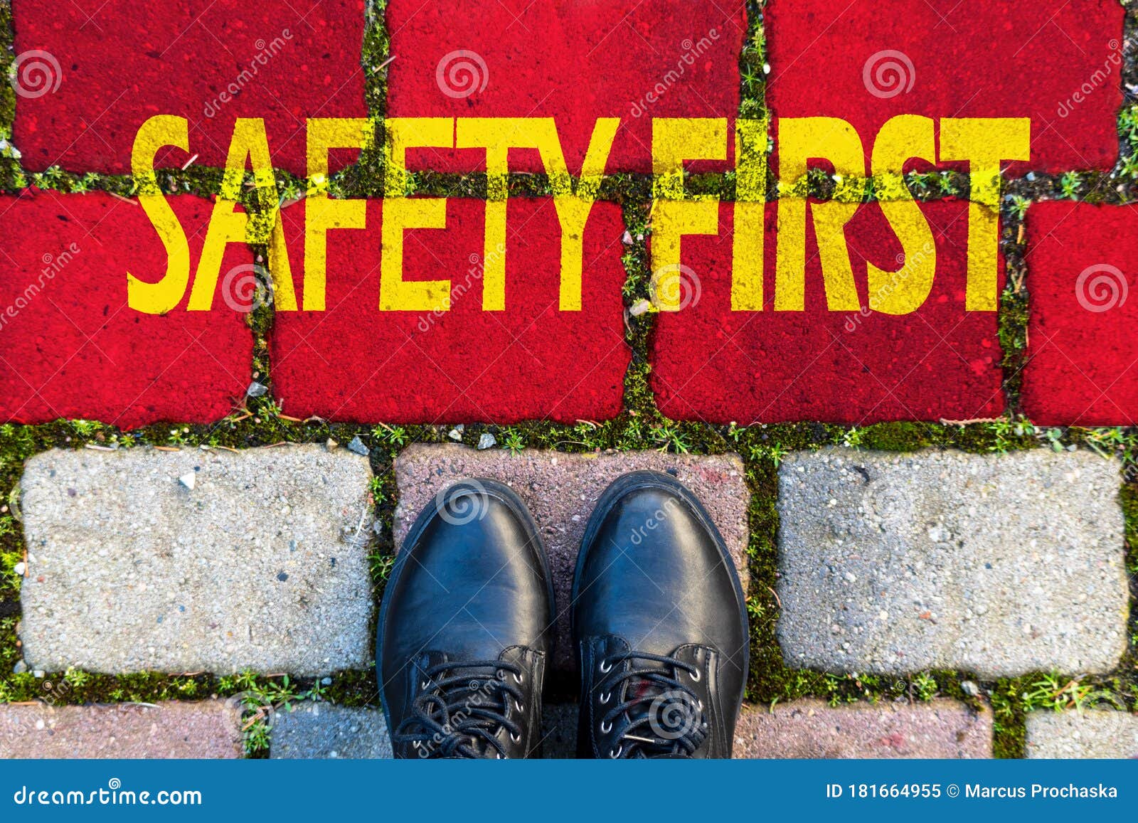 Shoes in Front of the Text SAFETY FIRST Stock Image - Image of ...