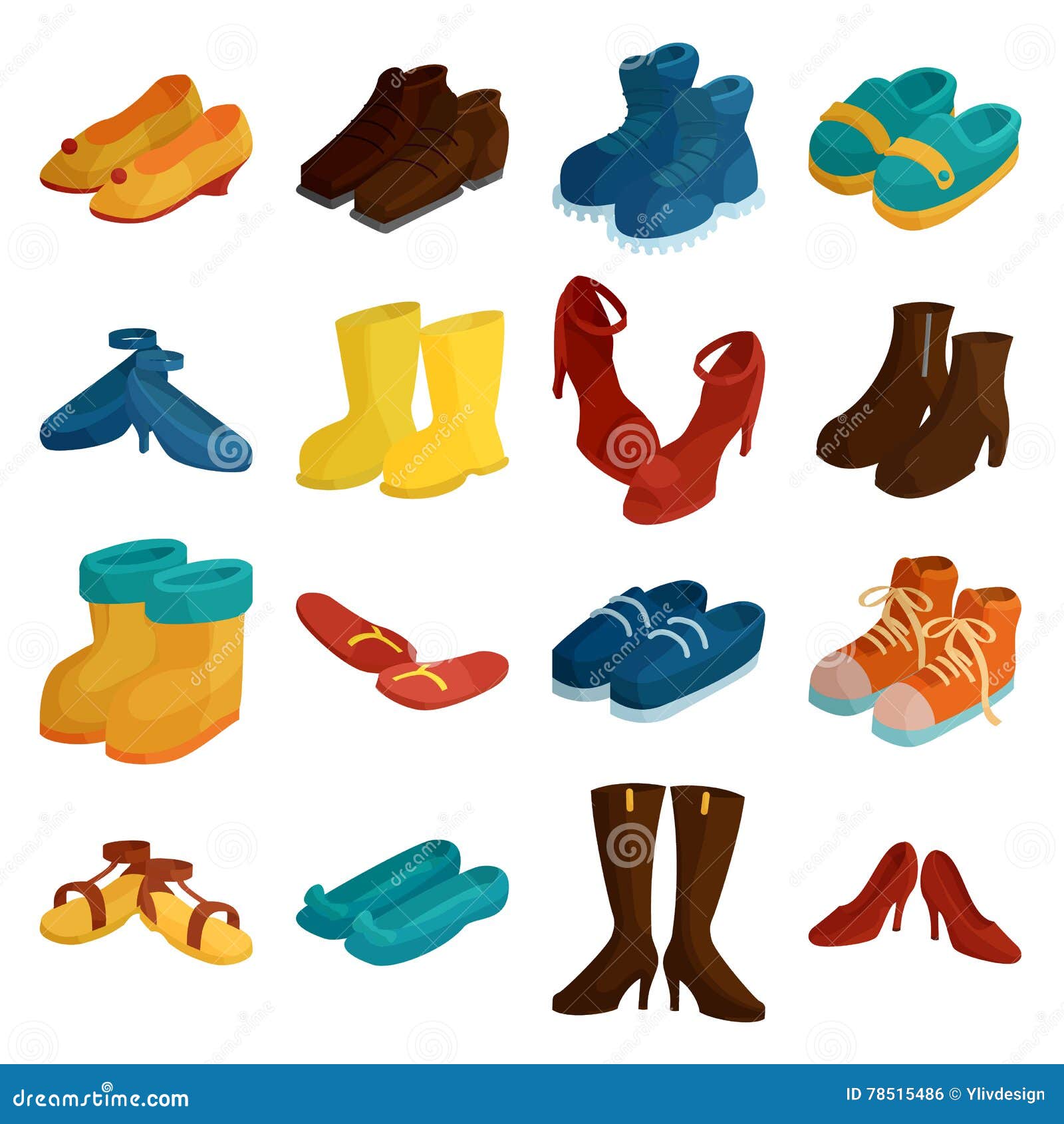 Shoes Icons Set, Cartoon Style Stock Vector - Illustration of ...