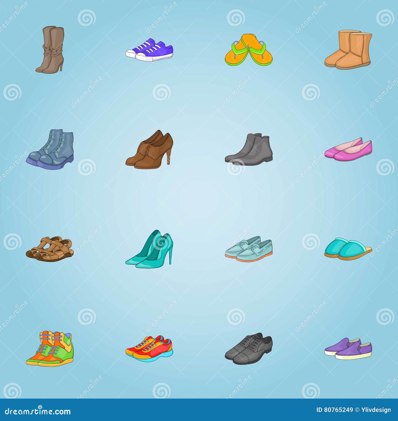 Shoes Icons Set, Cartoon Style Stock Vector - Illustration of glamour ...