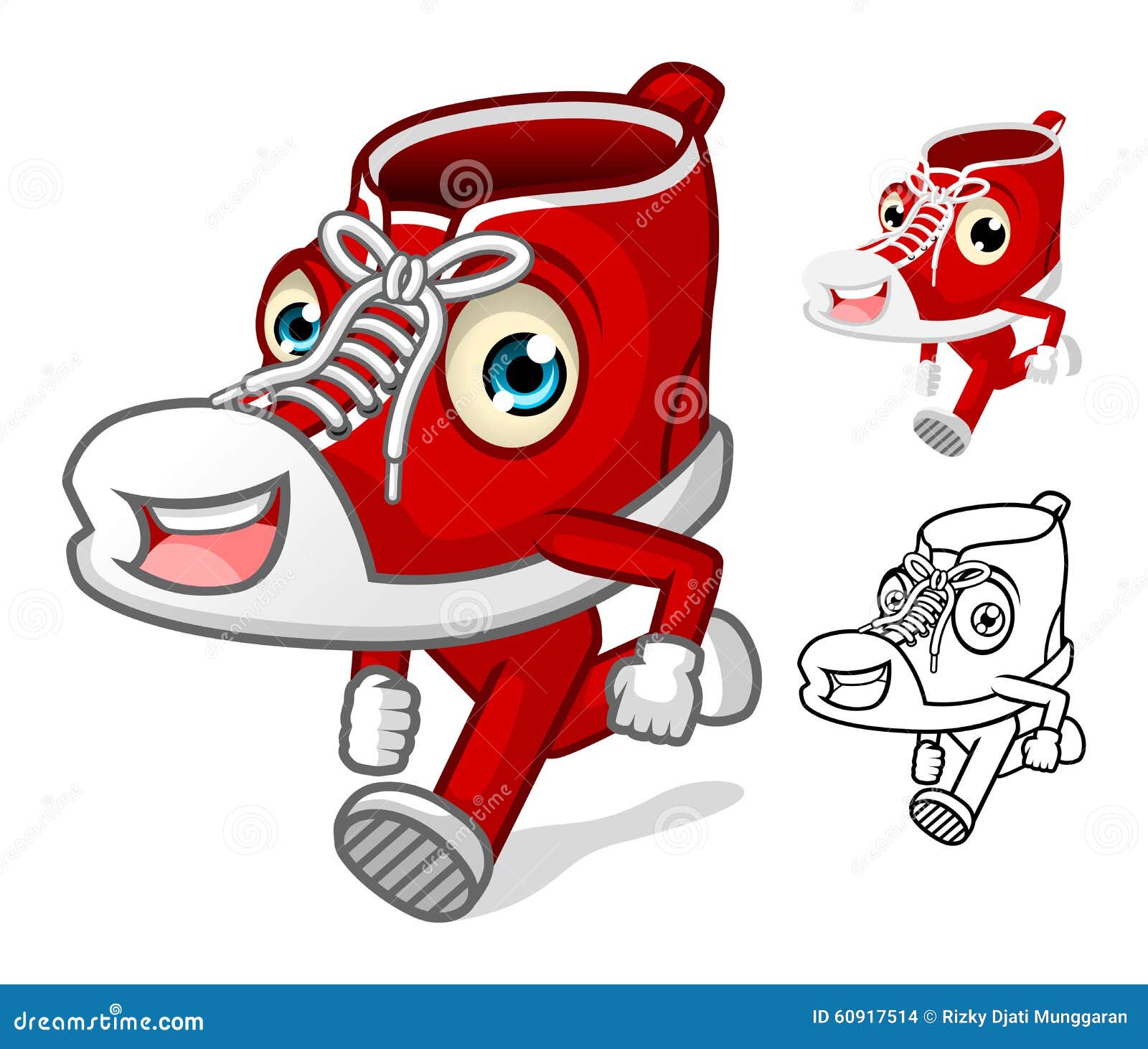 Shoes Mascot With Extremities Cartoon Character Stock Vector