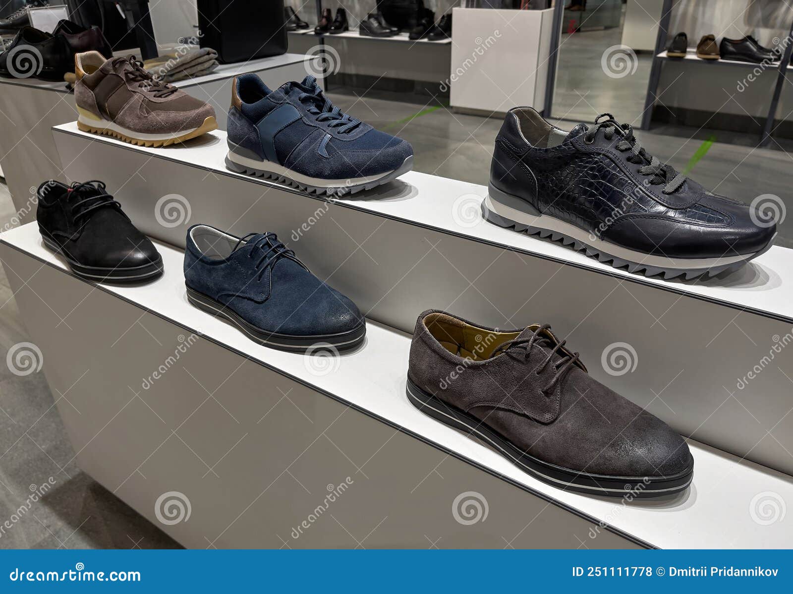 Shoes for Men on a Display Stand in a Store Stock Photo - Image of ...