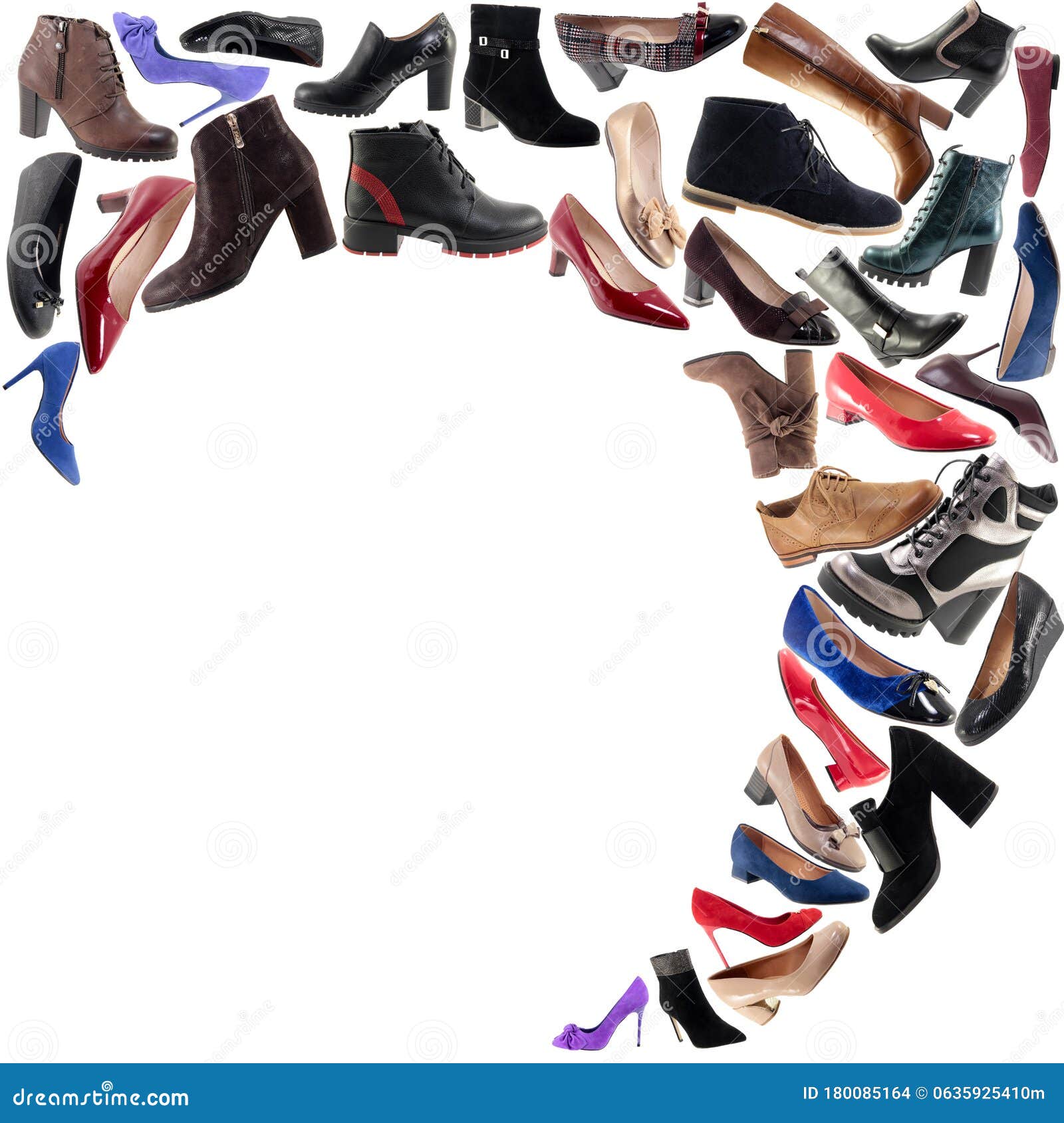 Shoes Over White. Shoes Collage on White Background Stock Photo - Image ...